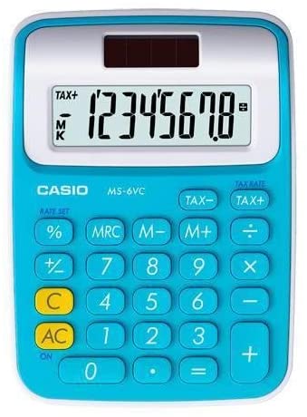 Casio MS-6VC-BU Basic Practical Calculator Tax Large Display Blue – Bookazine