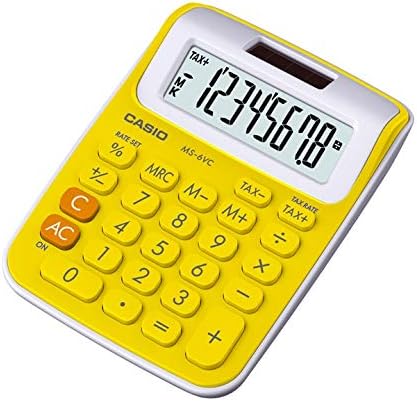 Yellow Casio MS-6VC-YW Basic Practical Calculator with Large Display ...
