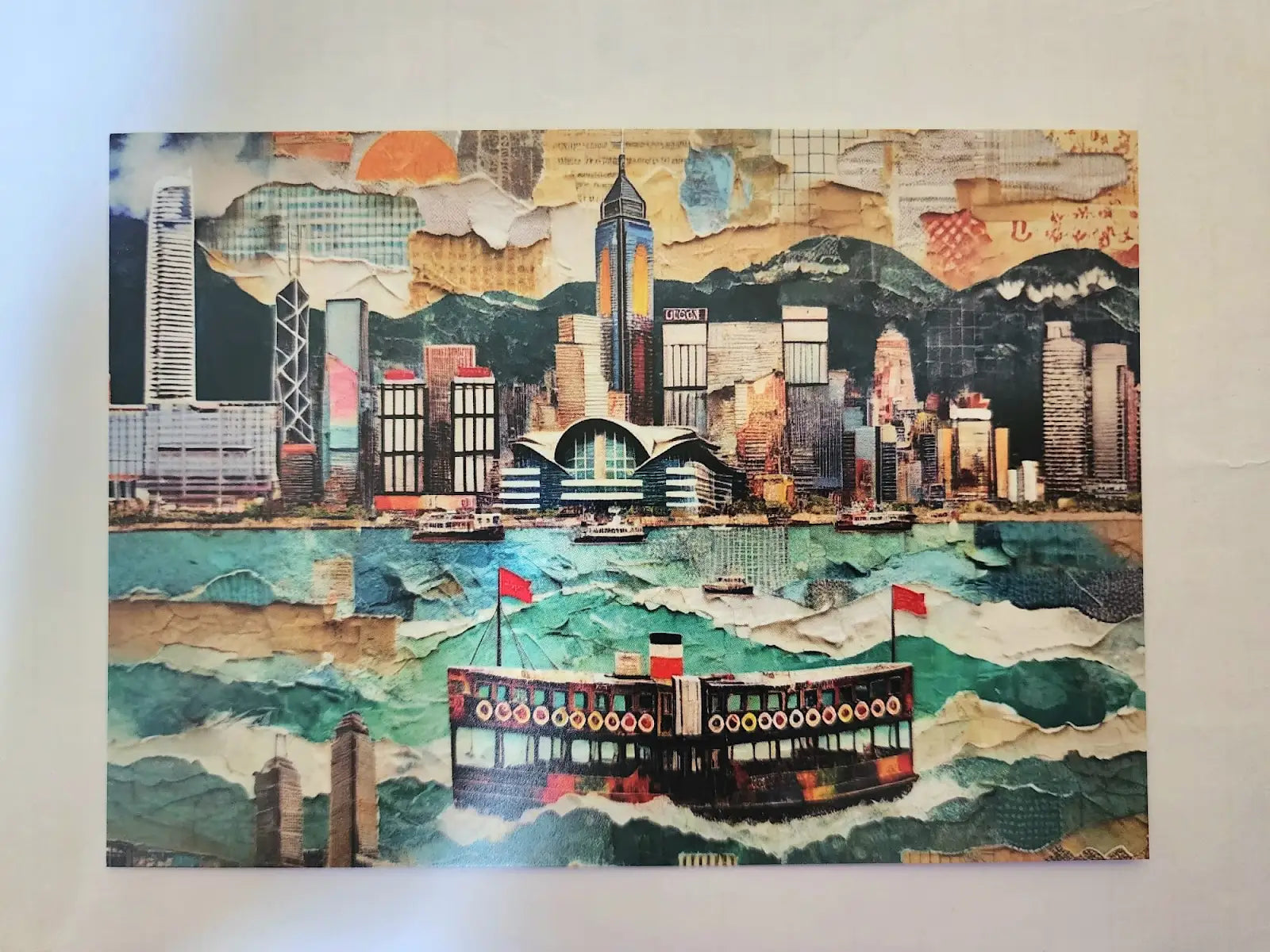 Collage Style Victoria Harbour A6 Postcard | Bookazine HK