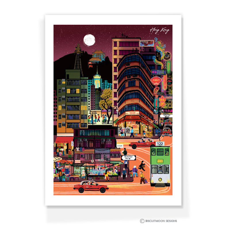 Fantasy Cityscapes - Hong Kong After Dark Postcard | Bookazine HK