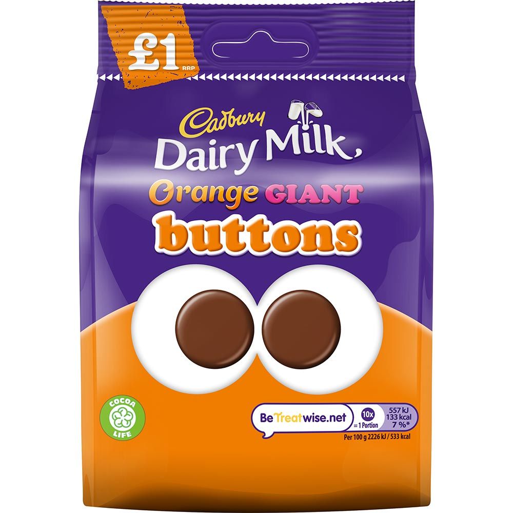 Cadbury Orange Giant Button Bag 95G – Bookazine